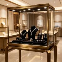 China Low Counter Height Jewelry Display Table with 12 Compartments and Tempered Glass for Retail and Home for sale