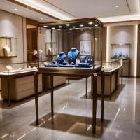 China Freestanding Island Display Cabinet with Lockable Glass Doors and High-CRI LED Lighting in a Fully Enclosed Structure for sale