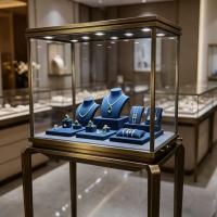 China Freestanding Island Display Cabinet with Lockable Glass Doors and High-CRI LED Lighting in a Fully Enclosed Structure for sale