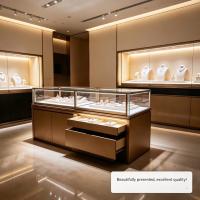 China Luxury Front Showcase with Secure Magnetic Lock Durable Tempered Glass and Solid Wood Construction for Jewelry Display for sale