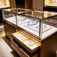 China Luxury Front Showcase with Secure Magnetic Lock Durable Tempered Glass and Solid Wood Construction for Jewelry Display for sale