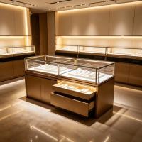 China Luxury Front Showcase with Secure Magnetic Lock Durable Tempered Glass and Solid Wood Construction for Jewelry Display for sale