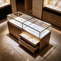China Luxury Front Showcase with Secure Magnetic Lock Durable Tempered Glass and Solid Wood Construction for Jewelry Display for sale