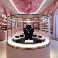 China 45kg Jewelry Counter with Hidden LED Strip Lighting and Marble Tabletop in Customized Dimensions for sale