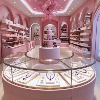 China 45kg Jewelry Counter with Hidden LED Strip Lighting and Marble Tabletop in Customized Dimensions for sale