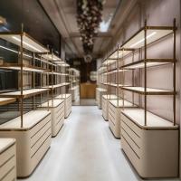 China 50kg Per Shelf Wall Mounted Display Case with Top LED Spotlights And Strip Lighting and Adjustable Glass Shelves for sale