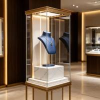 China 50kg Per Shelf Wall Mounted Display Case with Adjustable Glass Shelves and 360° Panoramic View for sale