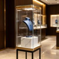 China 50kg Per Shelf Wall Mounted Display Case with Adjustable Glass Shelves and 360° Panoramic View for sale