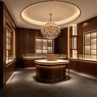 China Luxury Front Showcase with Customized Shelf Dimensions Secure Magnetic Lock and Professional 3D Shop Design for sale