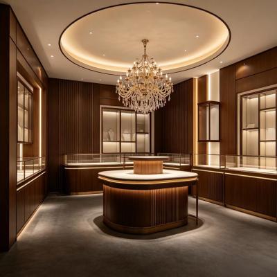 China Luxury Front Showcase with Customized Shelf Dimensions Secure Magnetic Lock and Professional 3D Shop Design for sale