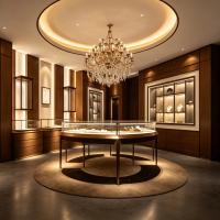 China Luxury Front Showcase with Customized Shelf Dimensions Secure Magnetic Lock and Professional 3D Shop Design for sale