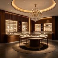 China Luxury Front Showcase with Customized Shelf Dimensions Secure Magnetic Lock and Professional 3D Shop Design for sale