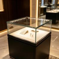 China Wall Mounted Display Case with 50kg Per Shelf Weight Capacity, Adjustable Glass Shelves, and Top LED Spotlights And Strip Lighting for sale