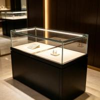 China Wall Mounted Display Case with 50kg Per Shelf Weight Capacity, Adjustable Glass Shelves, and Top LED Spotlights And Strip Lighting for sale