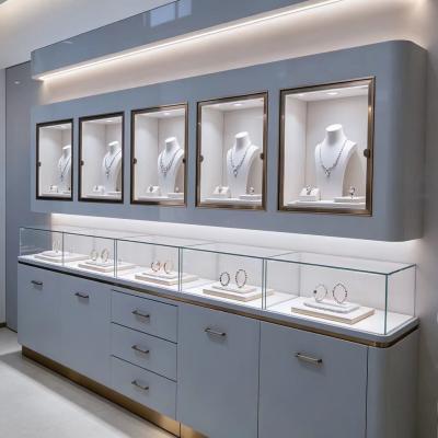 China Wall Mounted Display Case with 50kg Per Shelf Capacity, LED Lighting, and Adjustable Glass Shelves for Enhanced Visibility for sale
