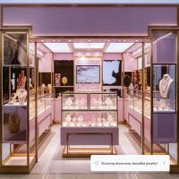 China Rose Gold Stainless Steel Upright Display Case with 50kg Per Shelf Weight Capacity and Ultra-Clear Tempered Glass for sale