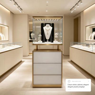 China Customizable Logo Luxury Jewelry Store Layout with Shatter-resistant Tempered Glass and LED Lighting Displaycases for sale