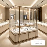 China Jewelry Display Table with Tempered Glass Shelving High-Security Locks and Ample Hidden Storage for sale