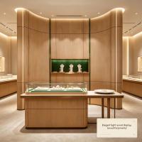 China 50kg Per Shelf Luxury Front Showcase with Dimmable Warm LED Lighting and Sliding Front Doors for Elegant Jewelry Display for sale