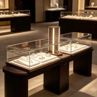 China Tempered Glass And Stainless Steel Jewelry Display Counter with Secure Lock and 3 Adjustable Shelves for Retail Jewelry for sale