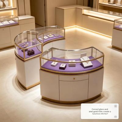 China Built-in Dimmable LED Lighting Jewelry Display Table with Ample Hidden Storage and High-Security Locks for sale