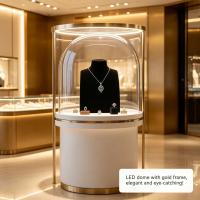 China Luxury Front Showcase with 50kg Per Shelf Capacity Dimmable Warm LED Lighting and Sliding Front Doors for Jewelry and Clothing Display for sale
