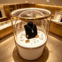 China Luxury Front Showcase with 50kg Per Shelf Capacity Dimmable Warm LED Lighting and Sliding Front Doors for Jewelry and Clothing Display for sale