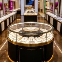 China Customized Shelf Dimensions Upright Display Case with 5 Shelves Tempered Glass and Integrated LED Lighting for sale
