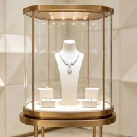 China Shatter-resistant Tempered Glass Jewelry Shop Design with Full-length Mirrors and Solid Back for Luxury Retail for sale