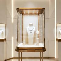 China Shatter-resistant Tempered Glass Jewelry Shop Design with Full-length Mirrors and Solid Back for Luxury Retail for sale