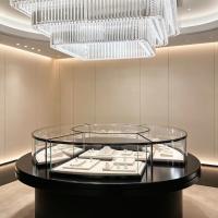 China Customized Shelf Dimensions Jewelry Shop Design with Polished Marble Flooring and Shatter-resistant Tempered Glass for sale
