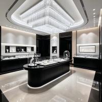 China Customized Shelf Dimensions Jewelry Shop Design with Polished Marble Flooring and Shatter-resistant Tempered Glass for sale