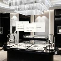 China Customized Shelf Dimensions Jewelry Shop Design with Polished Marble Flooring and Shatter-resistant Tempered Glass for sale