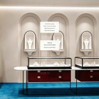China 3-tier Jewelry Display Holder with Ultra-Soft High-Density Velvet and Dimmable LED Spotlight for Elegant Jewelry Presentation for sale