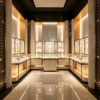 China Built-in Dimmable LED Lighting Jewelry Display Table with Low Counter Height and High-Security Locks for sale