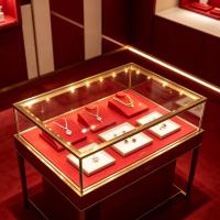 China Round Shape Jewelry Showcase Counter with Centralized Lock System and 12V Output Voltage for Secure Display for sale