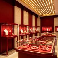 China Round Shape Jewelry Showcase Counter with Centralized Lock System and 12V Output Voltage for Secure Display for sale