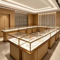 China Round Jewelry Showcase Counter with 12V Output Voltage and Centralized Lock System for Secure Display for sale
