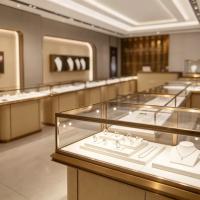China Round Jewelry Showcase Counter with 12V Output Voltage and Centralized Lock System for Secure Display for sale