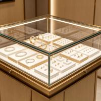 China Round Jewelry Showcase Counter with 12V Output Voltage and Centralized Lock System for Secure Display for sale