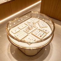 China Round Jewelry Showcase Counter with 12V Output Voltage and Centralized Lock System for Secure Display for sale