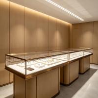 China Customized Upright Display Case with Black Powder Coated Finish Sliding Glass Doors and Adjustable Glass Shelves for sale