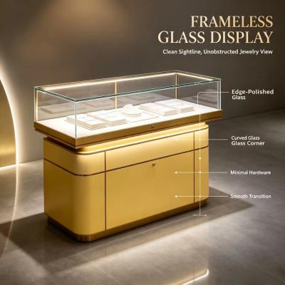 China Round Shape Jewelry Display Counter with Centralized Lock System and Customized Dimensions for Retail Spaces for sale