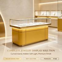 China Round Shape Jewelry Display Counter with Centralized Lock System and Customized Dimensions for Retail Spaces for sale