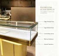 China Lockable Glass Doors Freestanding Display Unit with Built-in LED Lighting and Adjustable Glass Shelves for sale