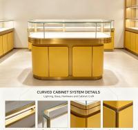 China Lockable Glass Doors Freestanding Display Unit with Built-in LED Lighting and Adjustable Glass Shelves for sale