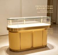China Made In USA Kitchen Island Display Unit With High-CRI LED Lighting Lockable Glass Doors And Reinforced Metal Frame for sale