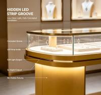 China Built-in LED Lighting Island Display Cabinet with 360° Panoramic Display and Lockable Glass Doors for sale
