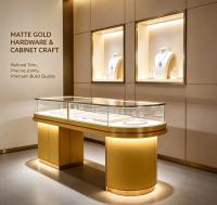 China Built-in LED Lighting Island Display Cabinet with 360° Panoramic Display and Lockable Glass Doors for sale