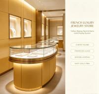 China Built-in LED Lighting Island Display Cabinet with 360° Panoramic Display and Lockable Glass Doors for sale